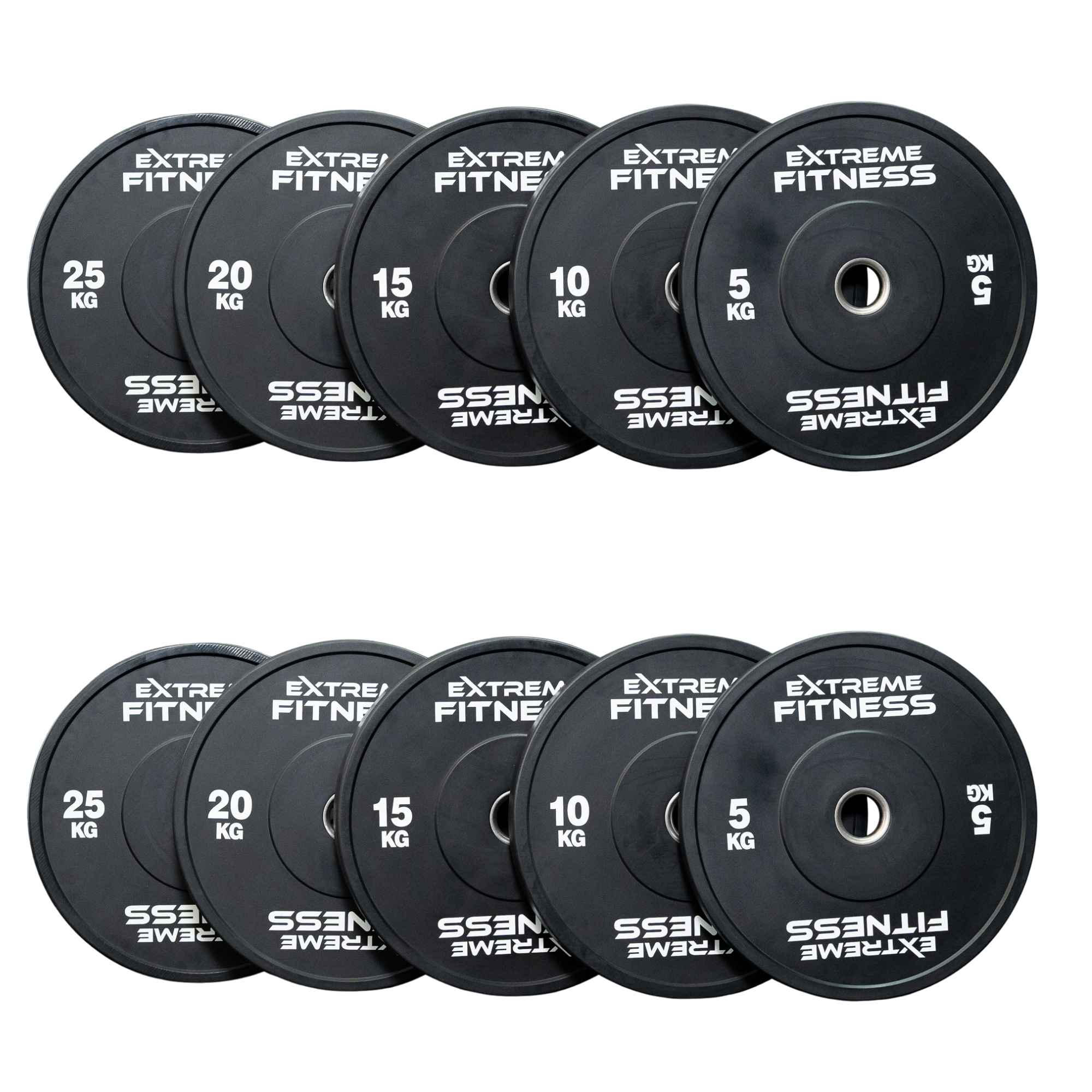 EXTREME FITNESS BLACK RUBBER BUMPER PLATES - Extreme Fitness