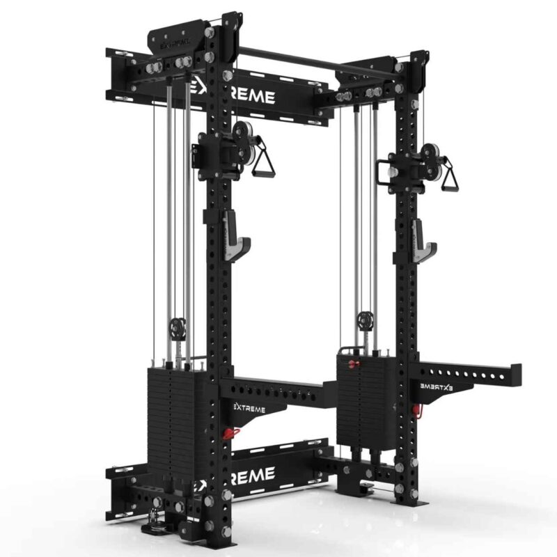 Extreme Fitness Wall Mounted Dual Cable Pulley Functional Rack